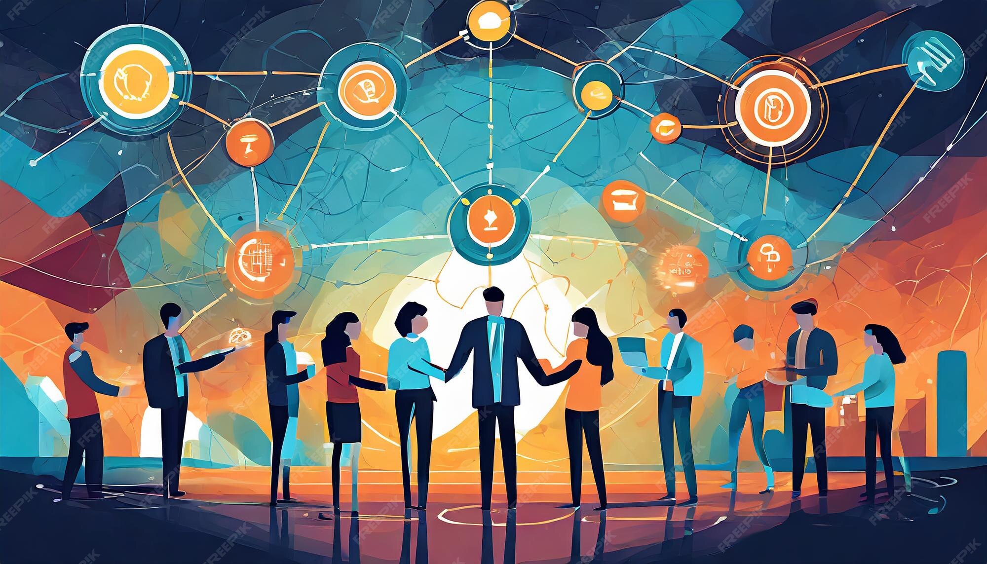 Premium Photo | Collaborative teamwork and networking in a vibrant ... Premium Photo | Collaborative teamwork and networking in a vibrant ...
