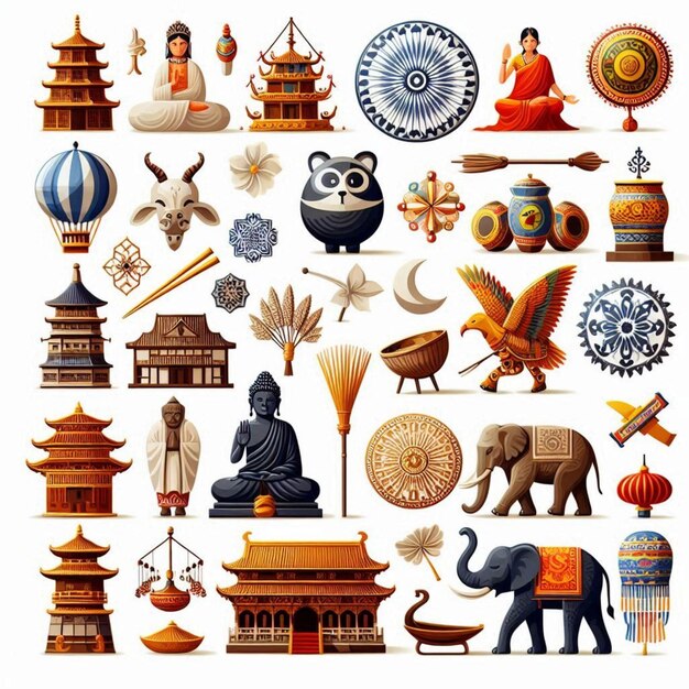 A Collection Of Chinese Symbols Including One Of The Many Other Images