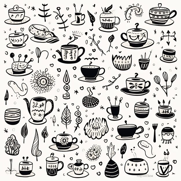 Premium AI Image | a collection of coffee cups and cups with the words ... Premium AI Image | a collection of coffee cups and cups with the words ...