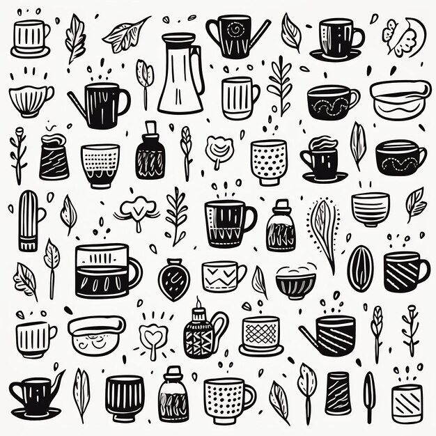 Premium AI Image | a collection of coffee cups and a picture of a cup ... Premium AI Image | a collection of coffee cups and a picture of a cup ...