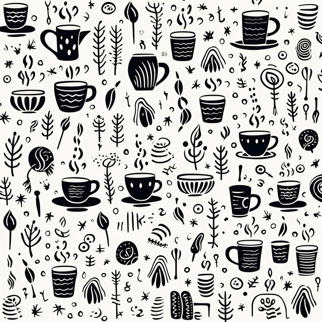 Premium AI Image | a collection of coffee cups and a white background ... Premium AI Image | a collection of coffee cups and a white background ...