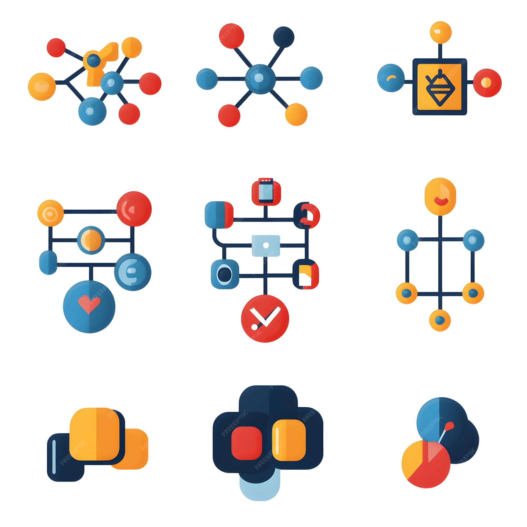 Collection of icons representing various diagrams with images of ...