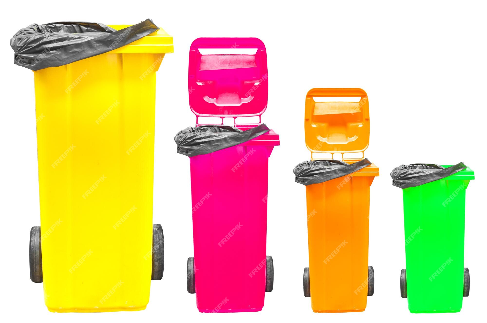 Premium Photo | Collection of large colorful trash cans (garbage bins ... Premium Photo | Collection of large colorful trash cans (garbage bins ...