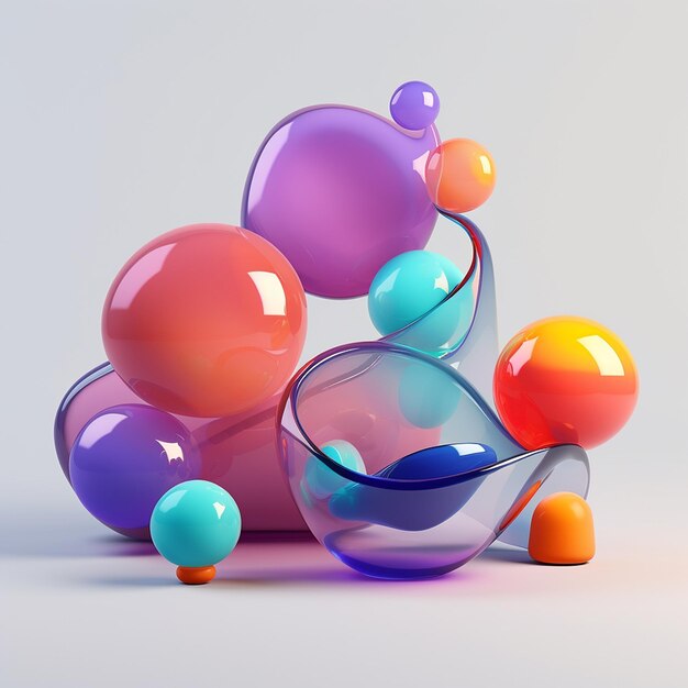 Colorful Abstract Geometrical Composition Threedimensional Prism