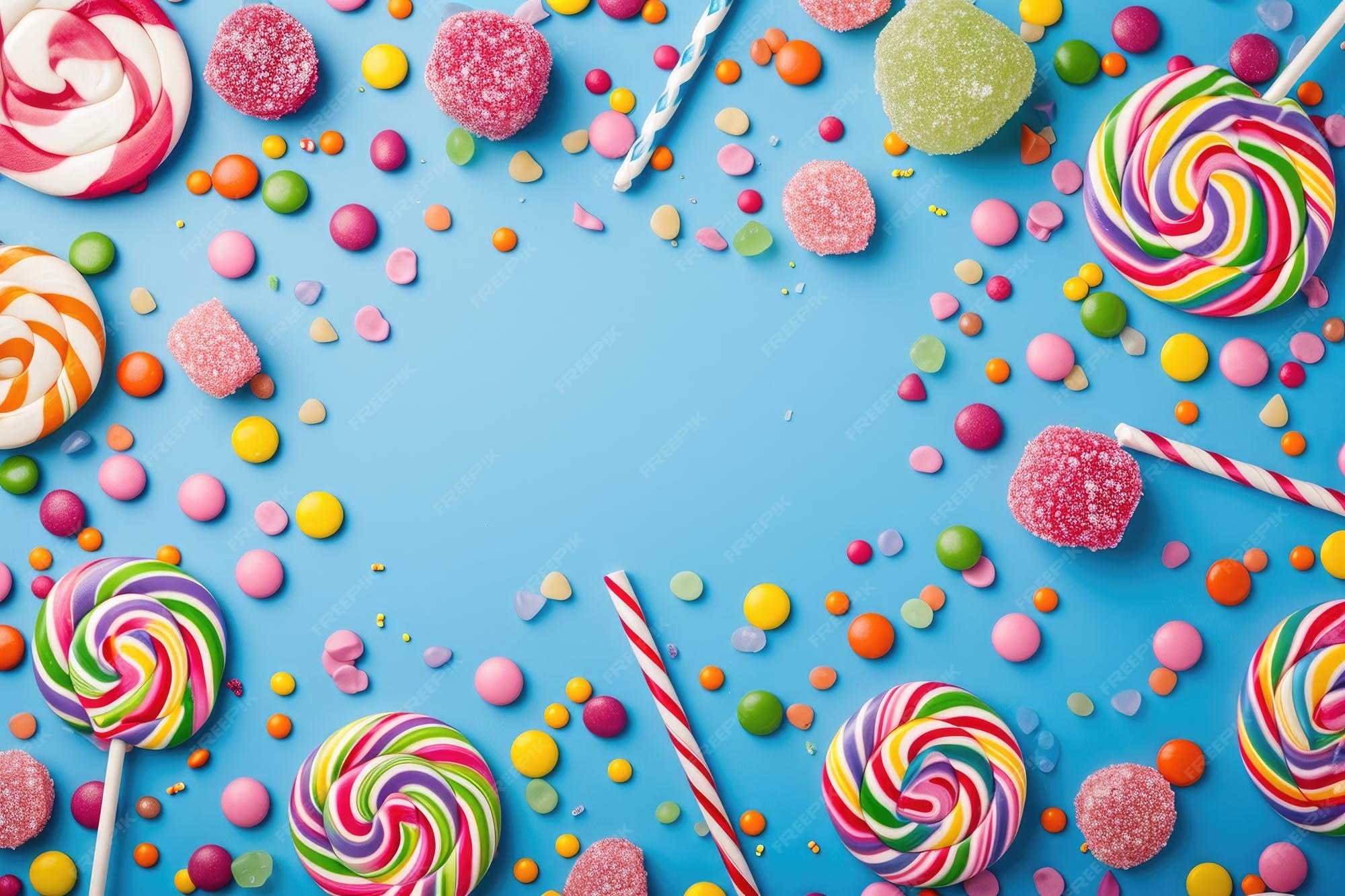 Premium Photo | A colorful assortment of lollipops and candy placed on ... Premium Photo | A colorful assortment of lollipops and candy placed on ...