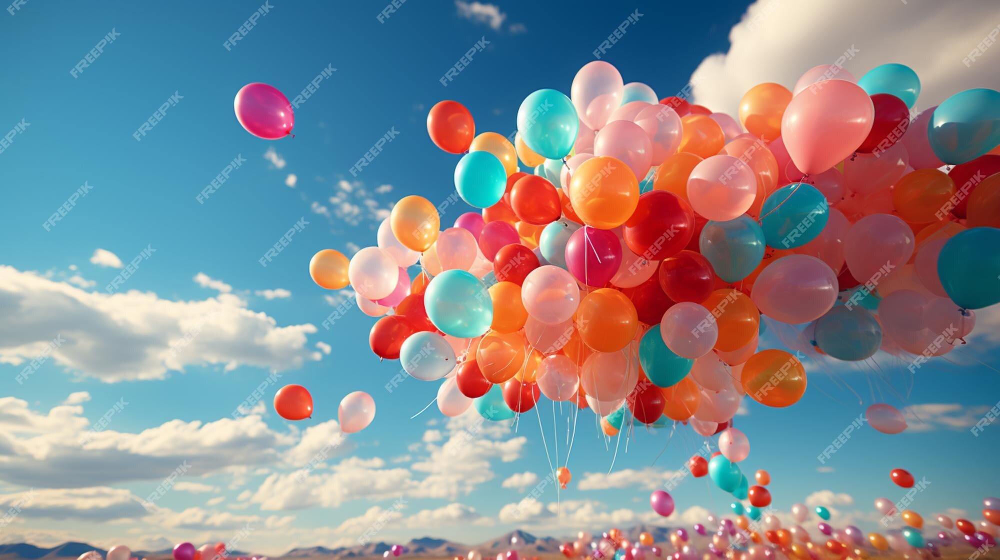 Premium Ai Image Colorful Balloons Floating In The Sky