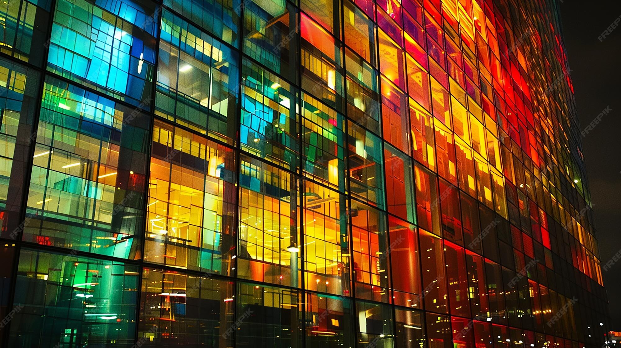Premium Photo A Colorful Building With A Colorful Glass Wall And Windows