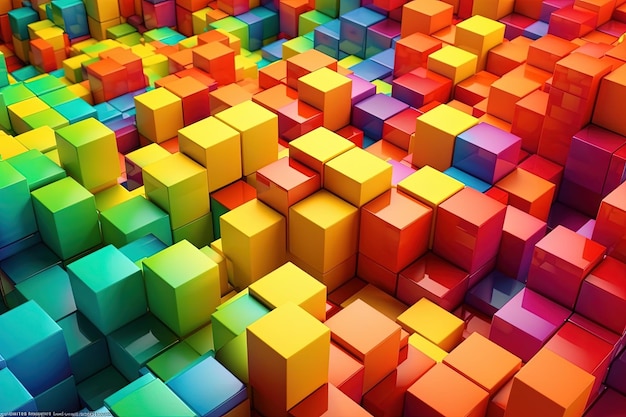 Premium Ai Image Colorful Cube Pattern With Different Shapes And Sizes Generative Ai