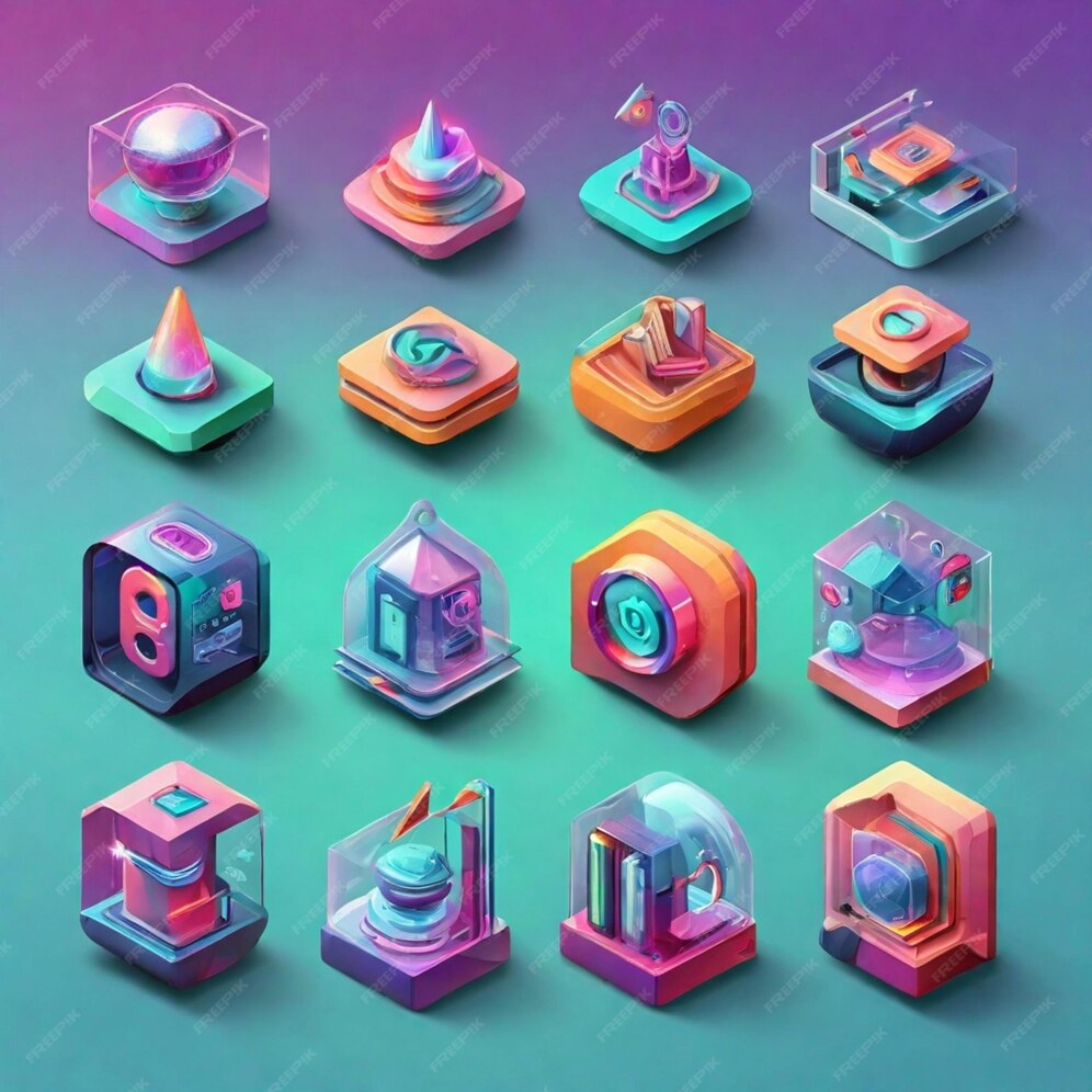 Premium Photo | A colorful display of different shapes and sizes Premium Photo | A colorful display of different shapes and sizes