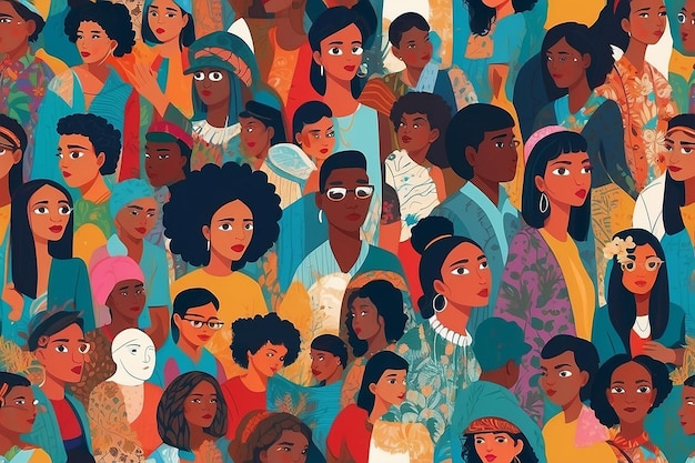 Premium Photo | Colorful diverse people crowd abstract art seamless ... Premium Photo | Colorful diverse people crowd abstract art seamless ...