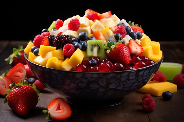 Premium AI Image | Colorful Fruit Salad Bowl Premium AI Image | Colorful Fruit Salad Bowl