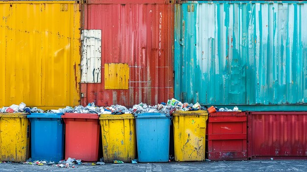 Colorful Garbage Containers for Waste Sorting and Recycling | Premium ... Colorful Garbage Containers for Waste Sorting and Recycling | Premium ...