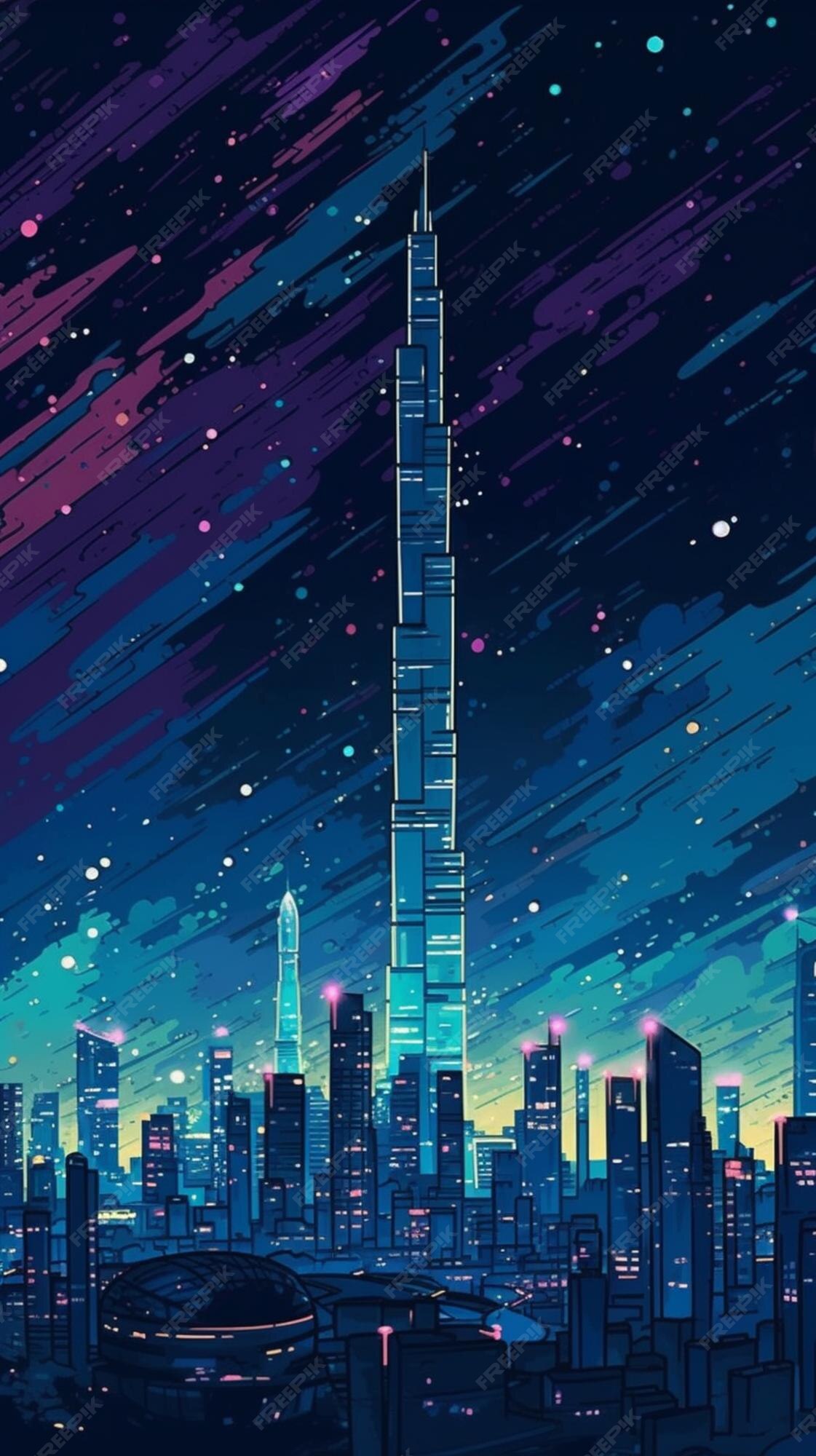 Premium AI Image | A colorful illustration of the burj khalifa in dubai. Premium AI Image | A colorful illustration of the burj khalifa in dubai.