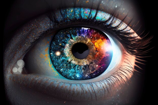 Premium AI Image | Colorful Iris Eye in Space with Stars A Stunning ... Premium AI Image | Colorful Iris Eye in Space with Stars A Stunning ...