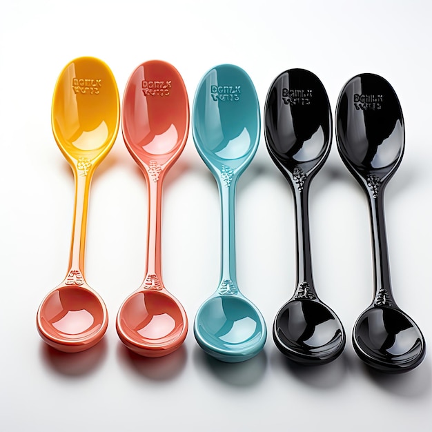Premium AI Image | Colorful Mixing Spoons Premium AI Image | Colorful Mixing Spoons