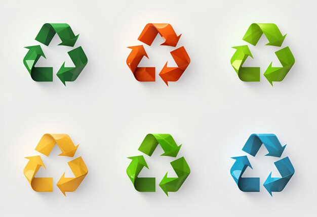 Premium Ai Image Colorful Recycle Icon Collection White Background Recycling Signs With