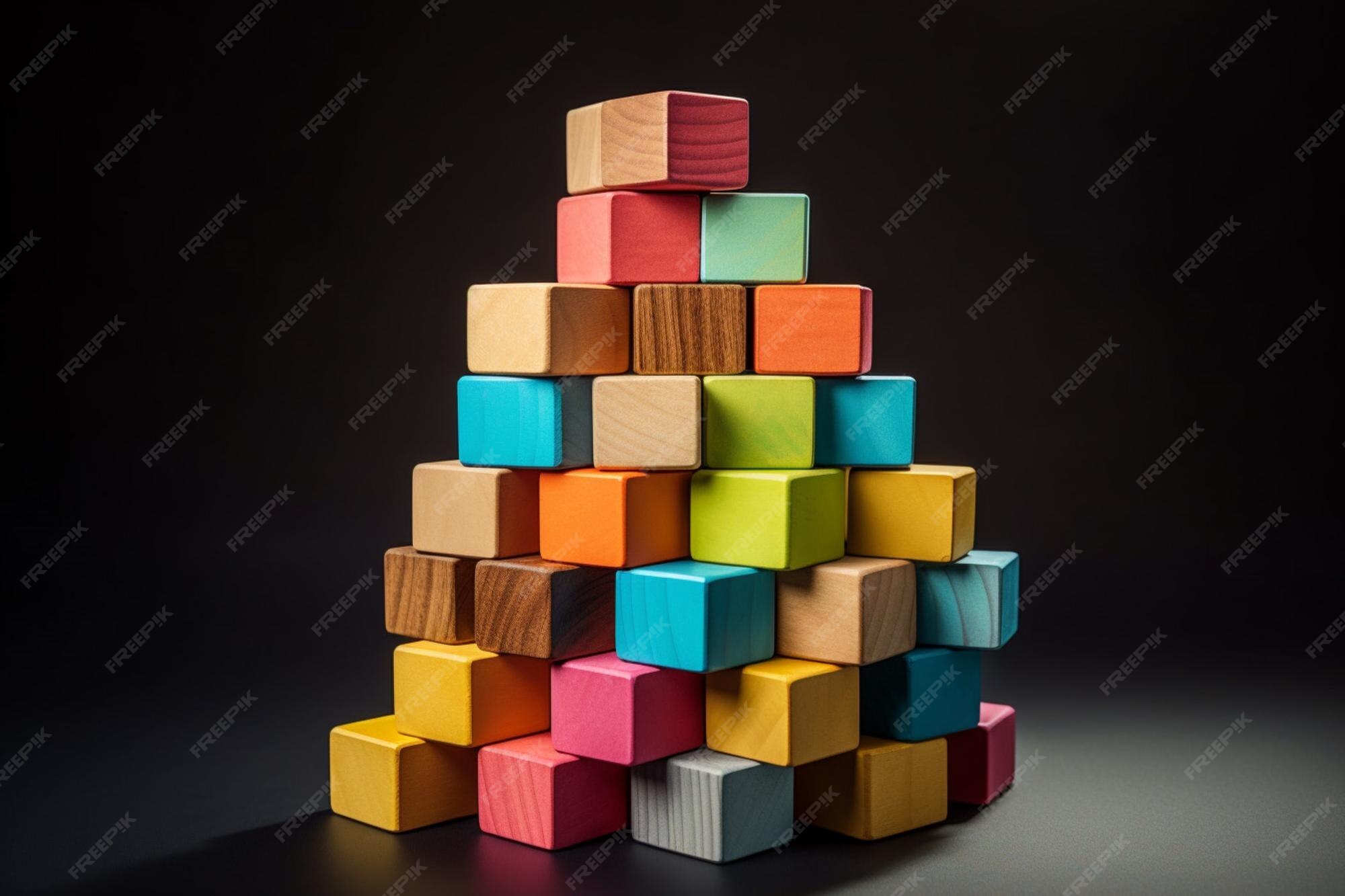 Premium AI Image | A colorful stack of wooden blocks Premium AI Image | A colorful stack of wooden blocks