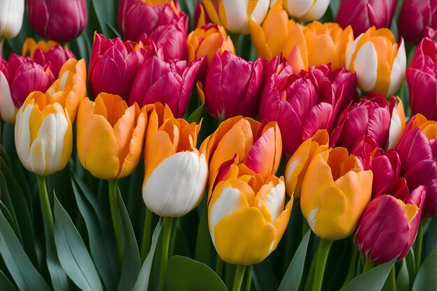 Premium AI Image | Colorful tulip field Premium AI Image | Colorful tulip field