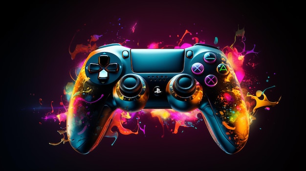 Premium Photo | Colorful video game controller on dark Premium Photo | Colorful video game controller on dark