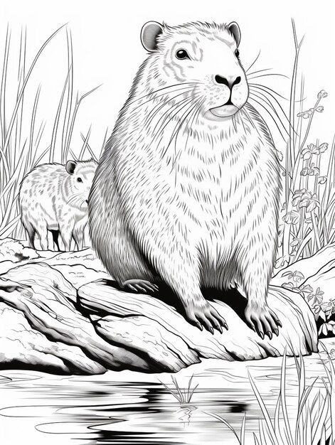 Premium Photo | Coloring pages of animals and their babies generative ai Premium Photo | Coloring pages of animals and their babies generative ai
