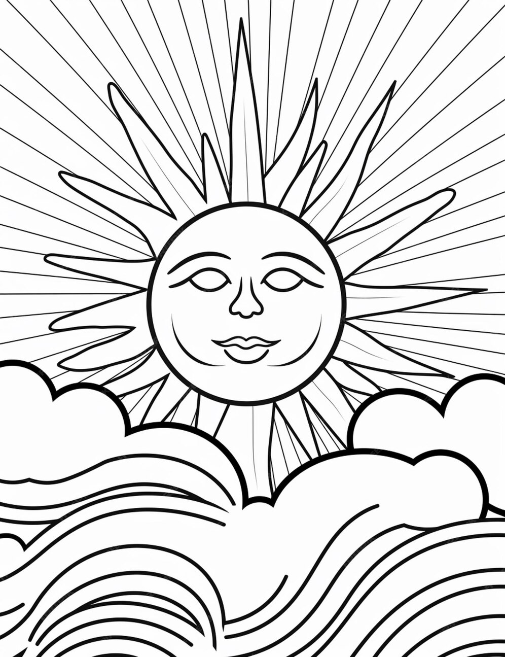 Premium AI Image | coloring pages of sun and clouds generative ai Premium AI Image | coloring pages of sun and clouds generative ai