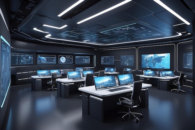 Premium Photo | Command center interior 3D rendering Premium Photo | Command center interior 3D rendering