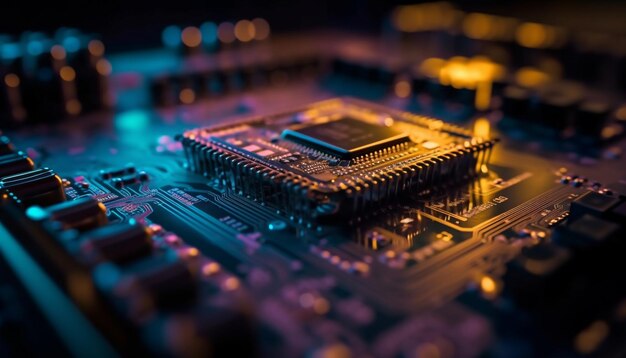 Premium AI Image | Complex computer chip circuit board shows futuristic ... Premium AI Image | Complex computer chip circuit board shows futuristic ...