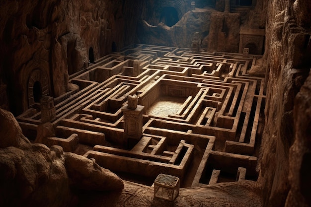 Premium Photo | Complex maze inside a dimly lit cave Generative AI Premium Photo | Complex maze inside a dimly lit cave Generative AI