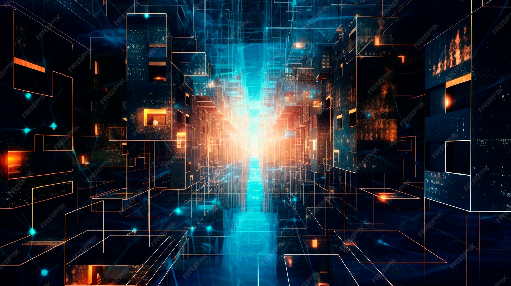 Premium AI Image | Complex network of interconnected nodes abstract digital backend ...