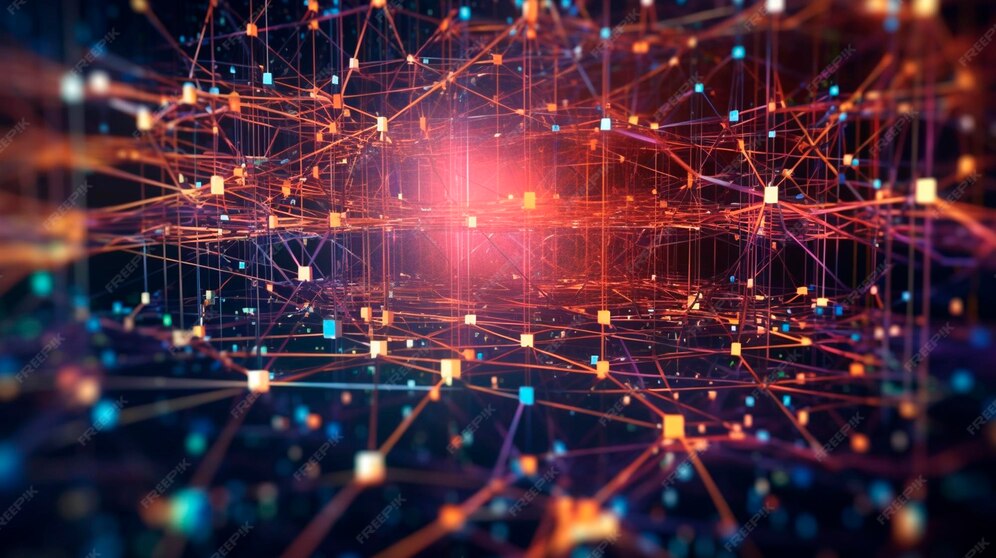 Premium AI Image | Complex network of interconnected nodes abstract digital backend ...