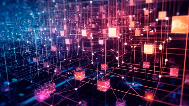 Premium Ai Image Complex Network Of Interconnected Nodes Abstract Digital Backend