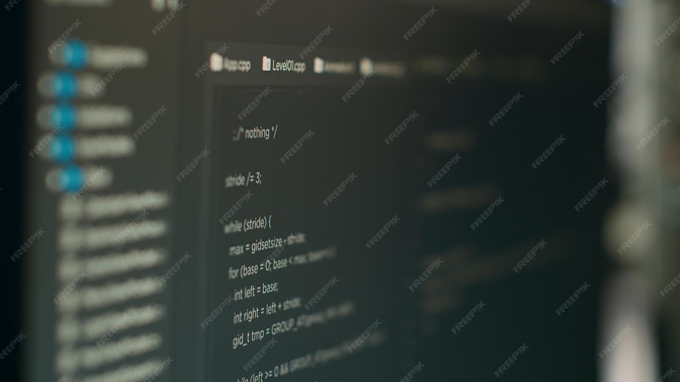 Premium Photo | Computer display of software developer typing database functions script on ...