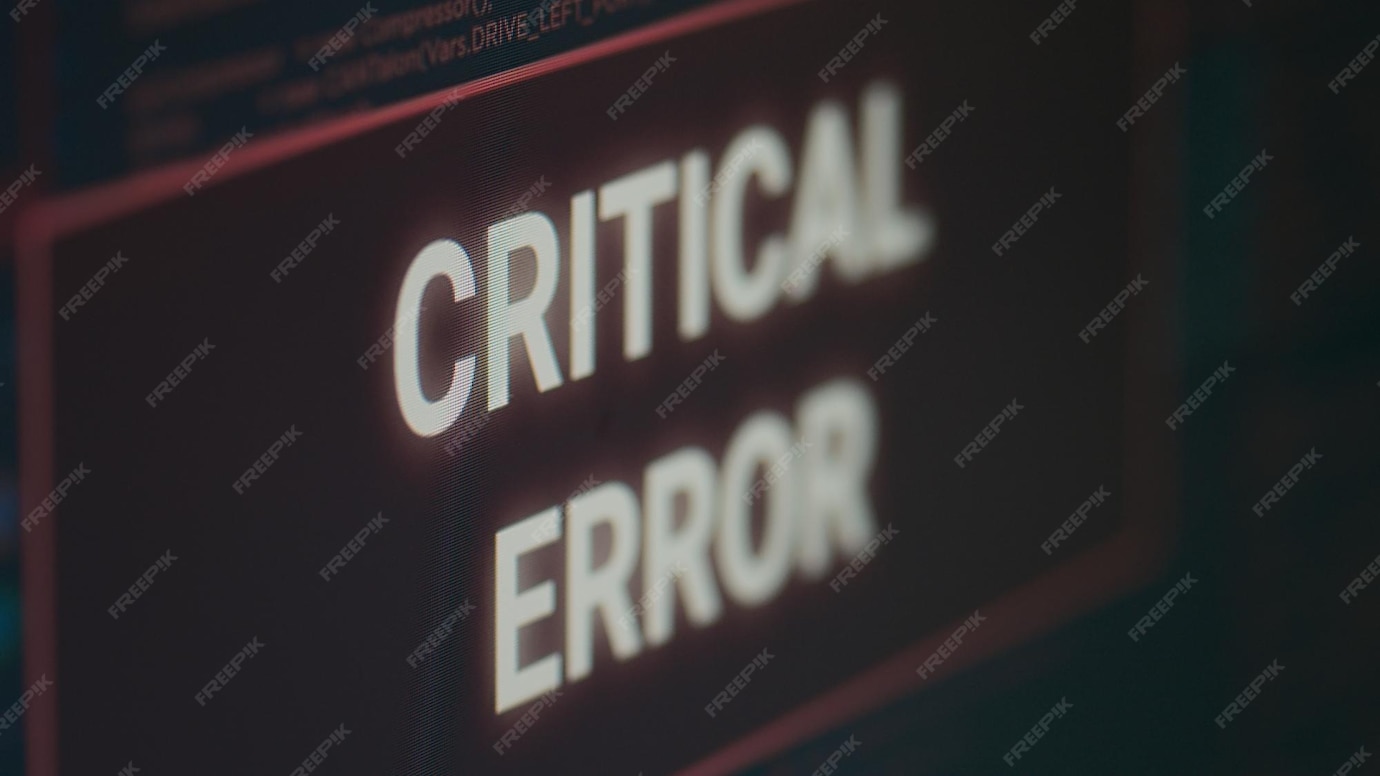 Premium Photo Computer Displaying Critical Error Message Flashing On