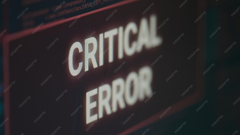 Premium Photo Computer Displaying Critical Error Message Flashing On