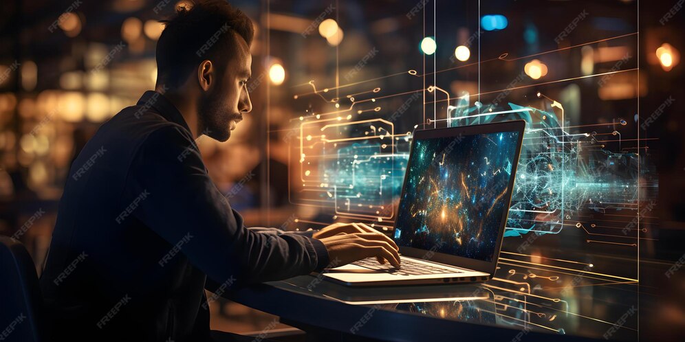 Premium Photo | Computer engineer coding on laptop for managing data ...