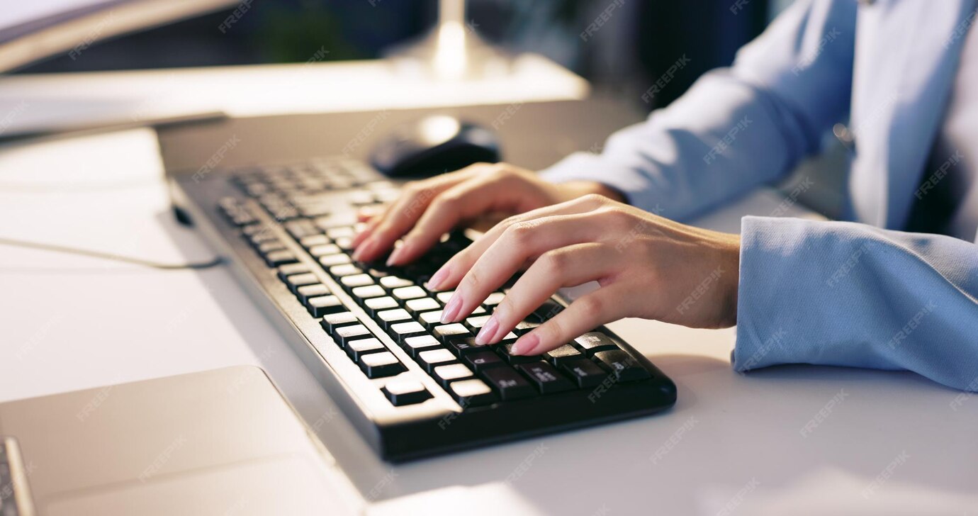 Premium Photo | Computer hands and keyboard typing of a business woman coding for programmer ...