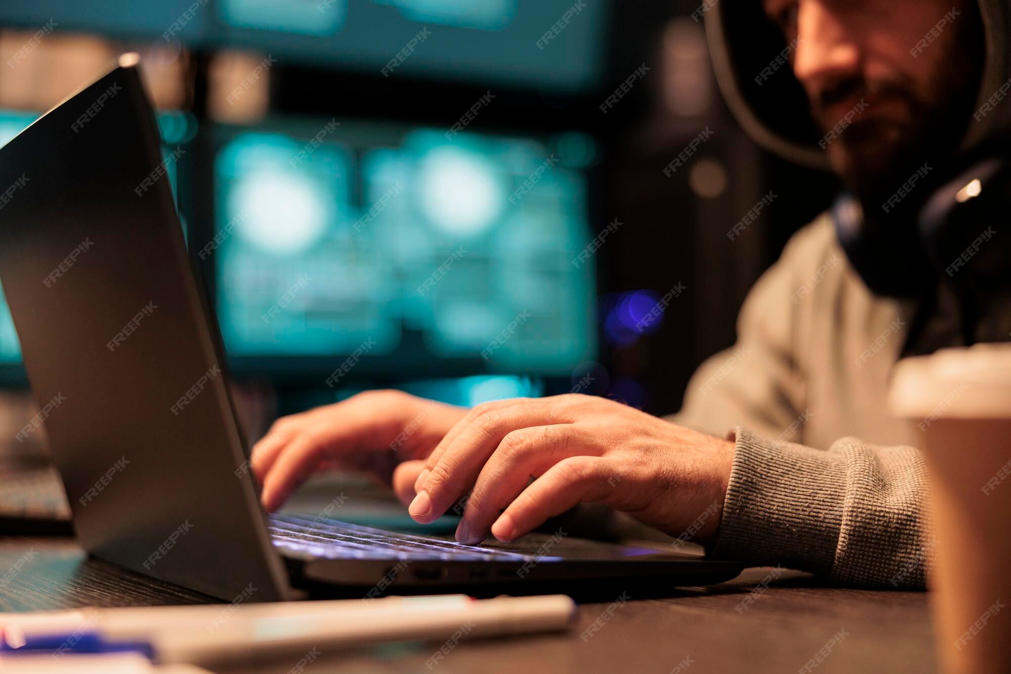 Premium Photo Computer It Thief Using Security Breach To Hack Server Hacking Computer System