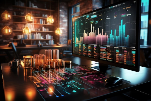 Premium AI Image | Computer laptop and dashboard for data business ...