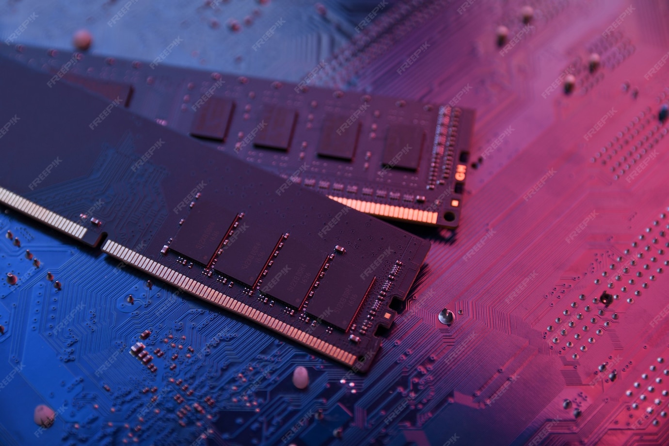 Premium Photo | Computer memory RAM on motherboard background . Close up. system, main memory ...
