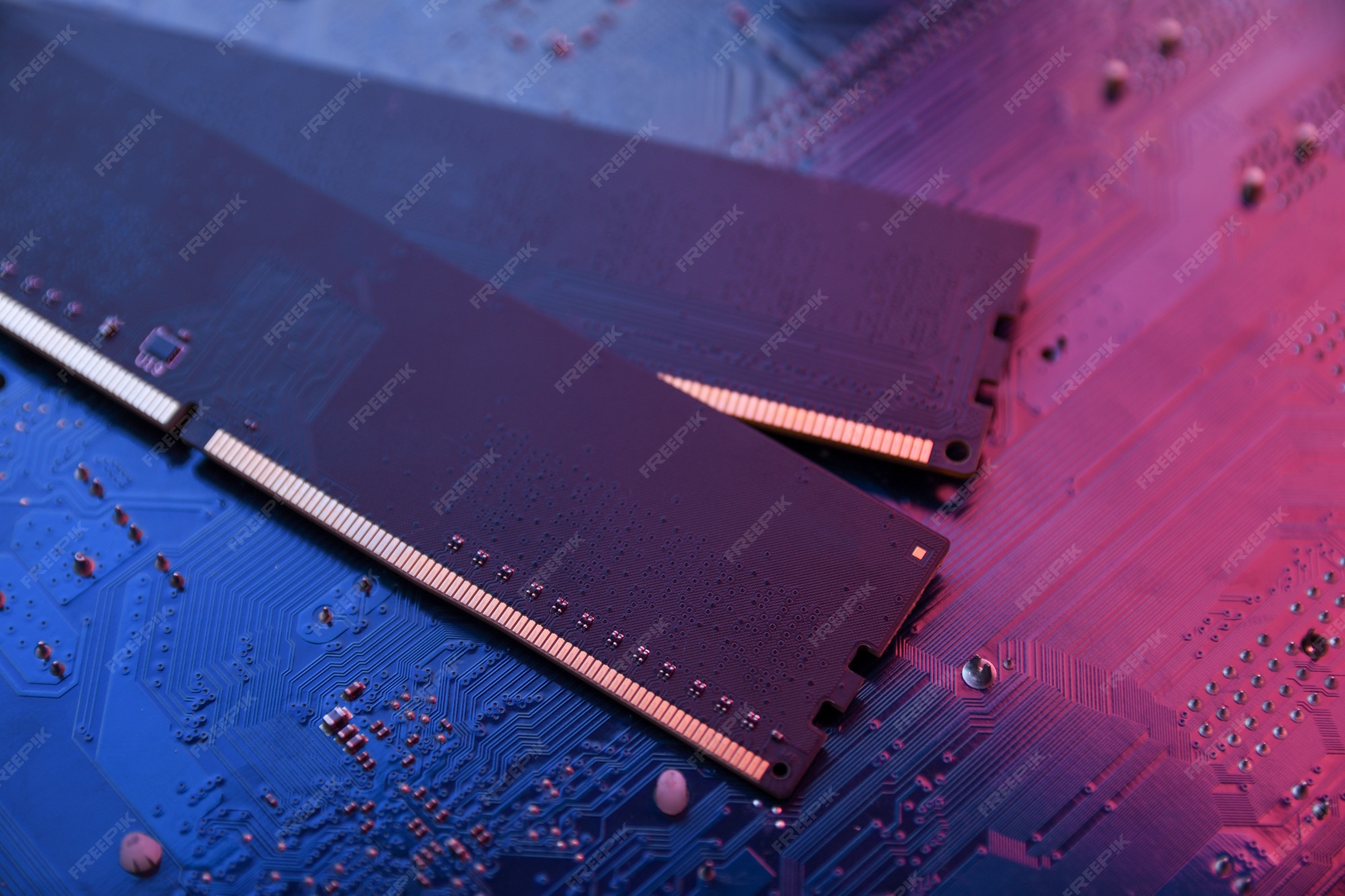 Premium Photo | Computer memory RAM on motherboard. Close up. system, main memory, random access ...