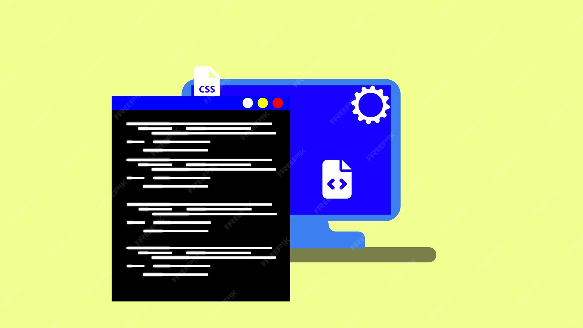 Premium Photo Computer Monitor Displaying Code And A Settings Icon Symbolizing Web Development