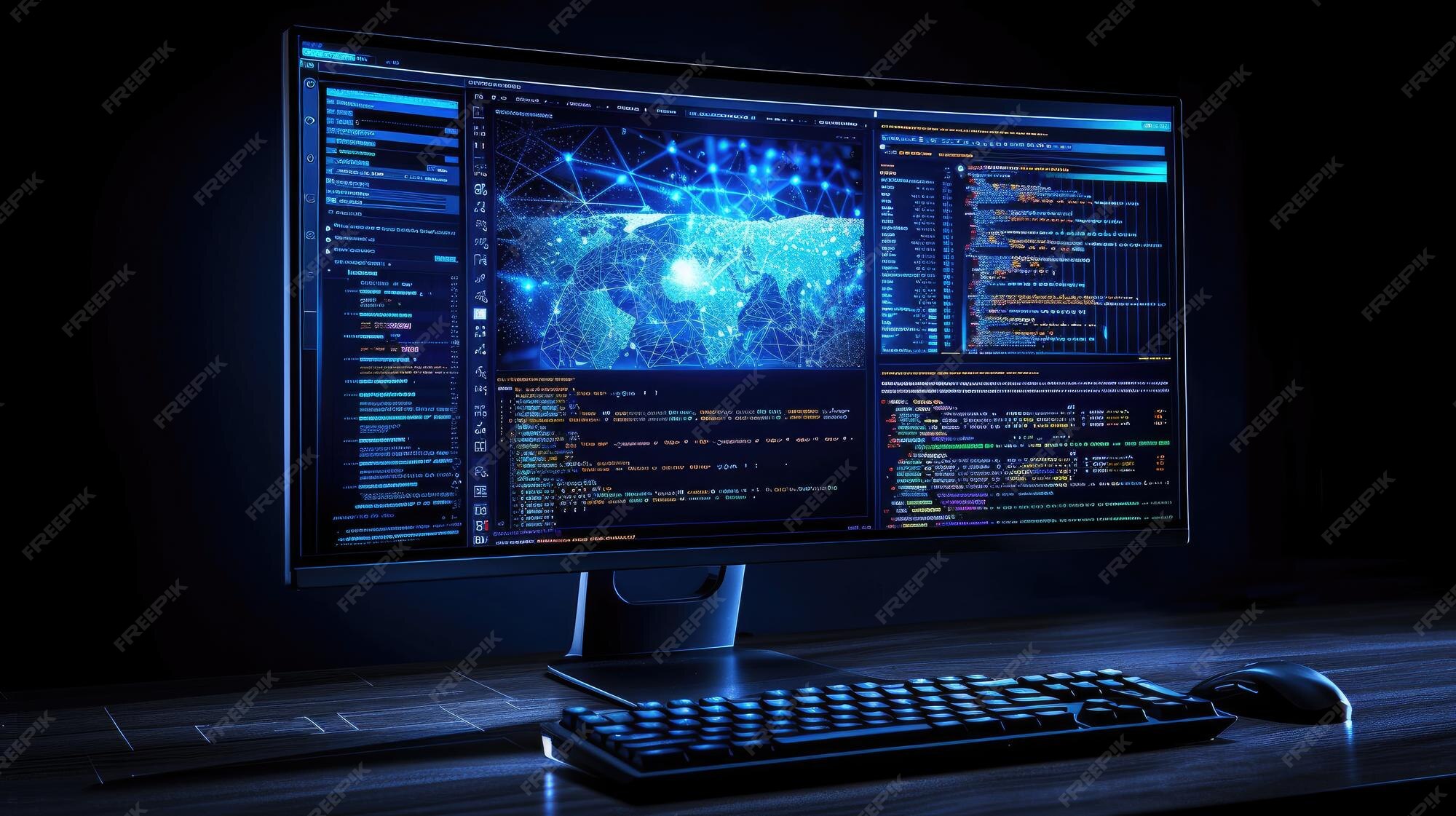 Premium Photo | Computer monitor displaying machine learning Java PHP and Linux codes A ...