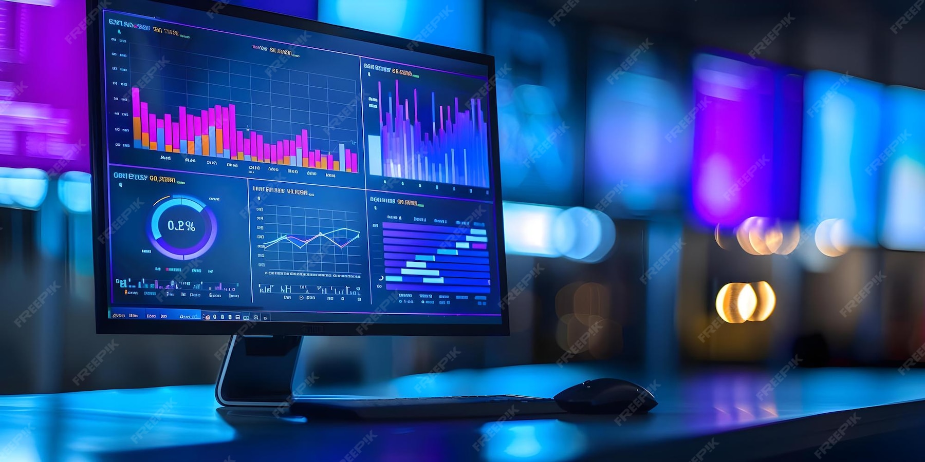 Premium Photo Computer Monitor Showing Realtime Network Monitoring Dashboard With Data