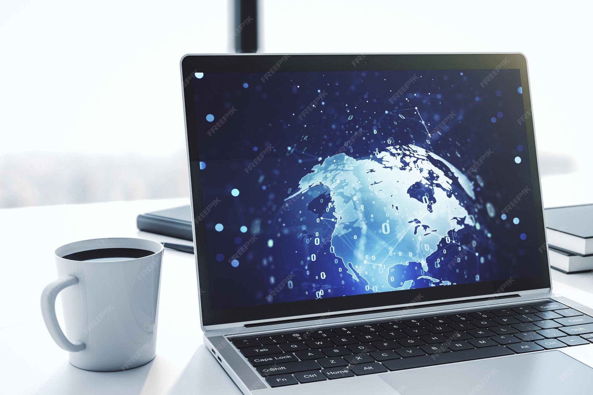 Premium Photo | Computer monitor with abstract creative programming ...