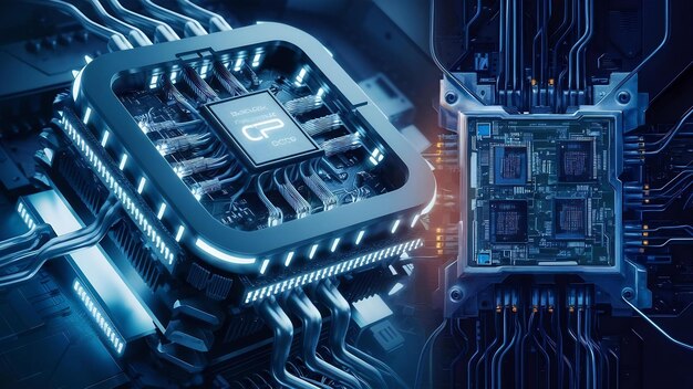Premium Photo Computer Processing Unit Cpu Is Performing Calculation