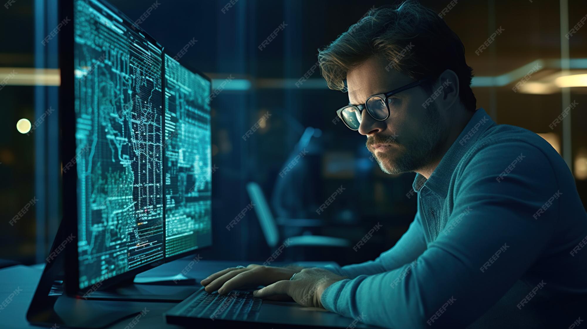 Premium Photo | Computer programmer computer hacker cybersecurity hacker hacking