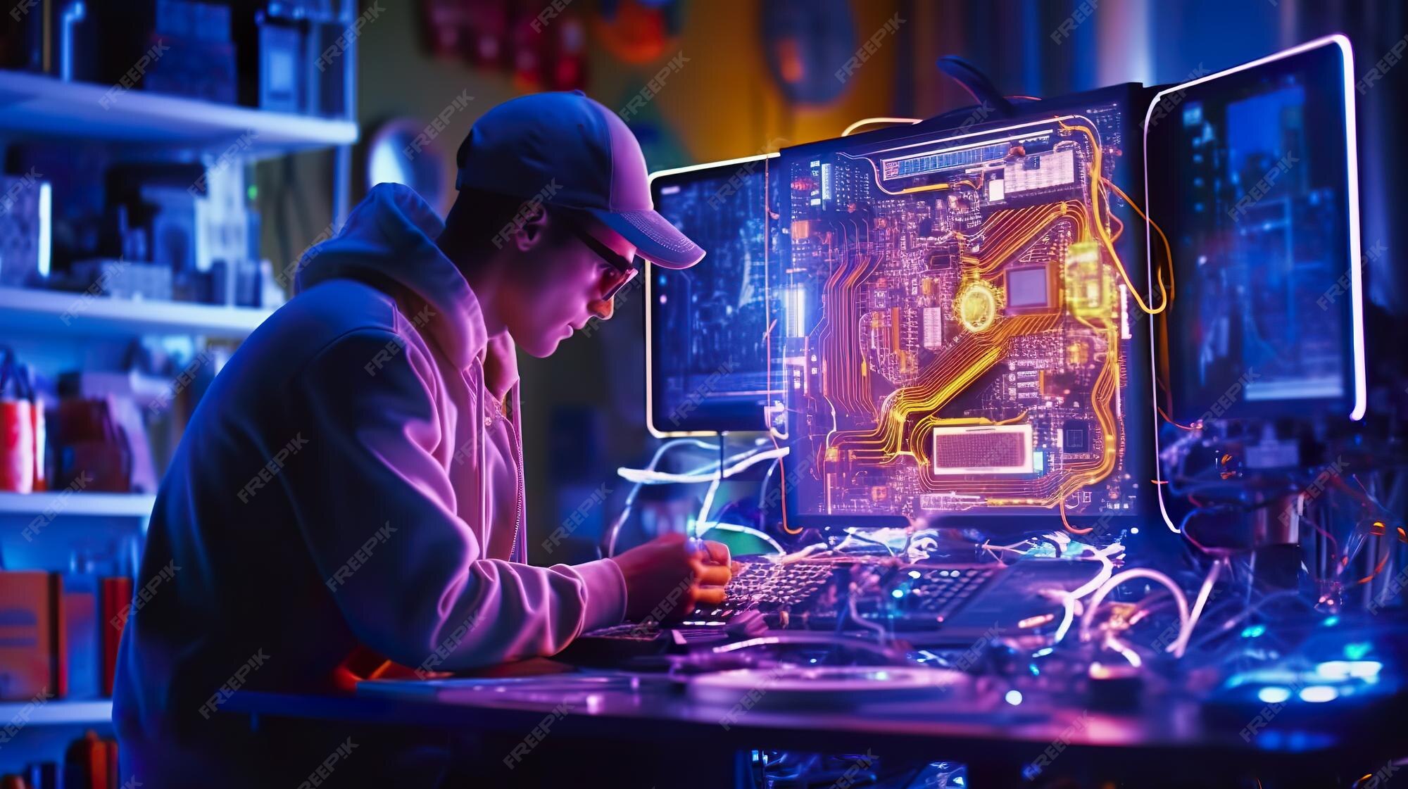 Premium AI Image | A computer programmer debugging a software ai generate