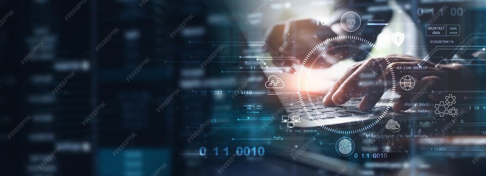 Premium Photo | Computer programmer team using laptop data processing ...