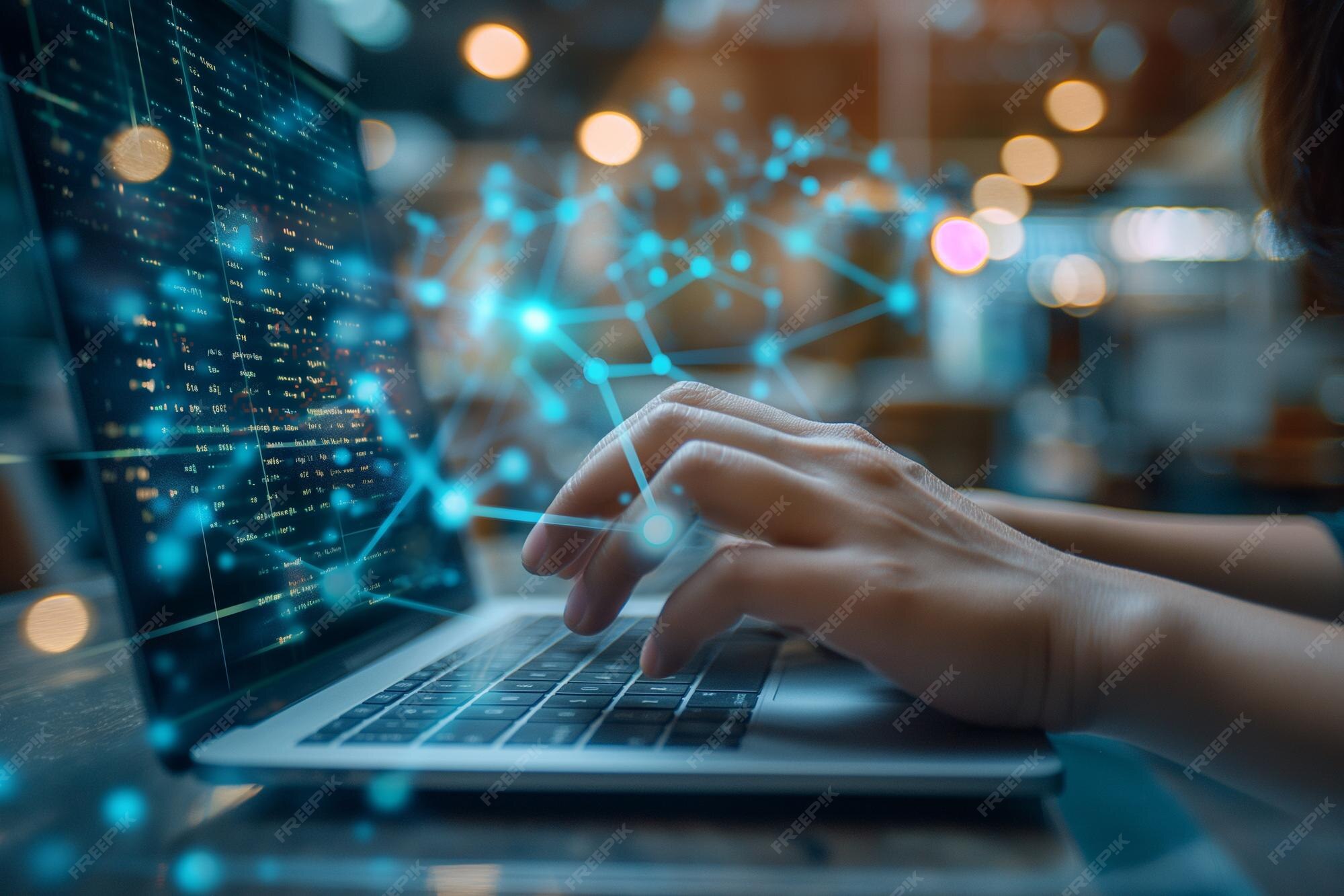 Premium Photo | Computer programmer team using laptop data processing ...