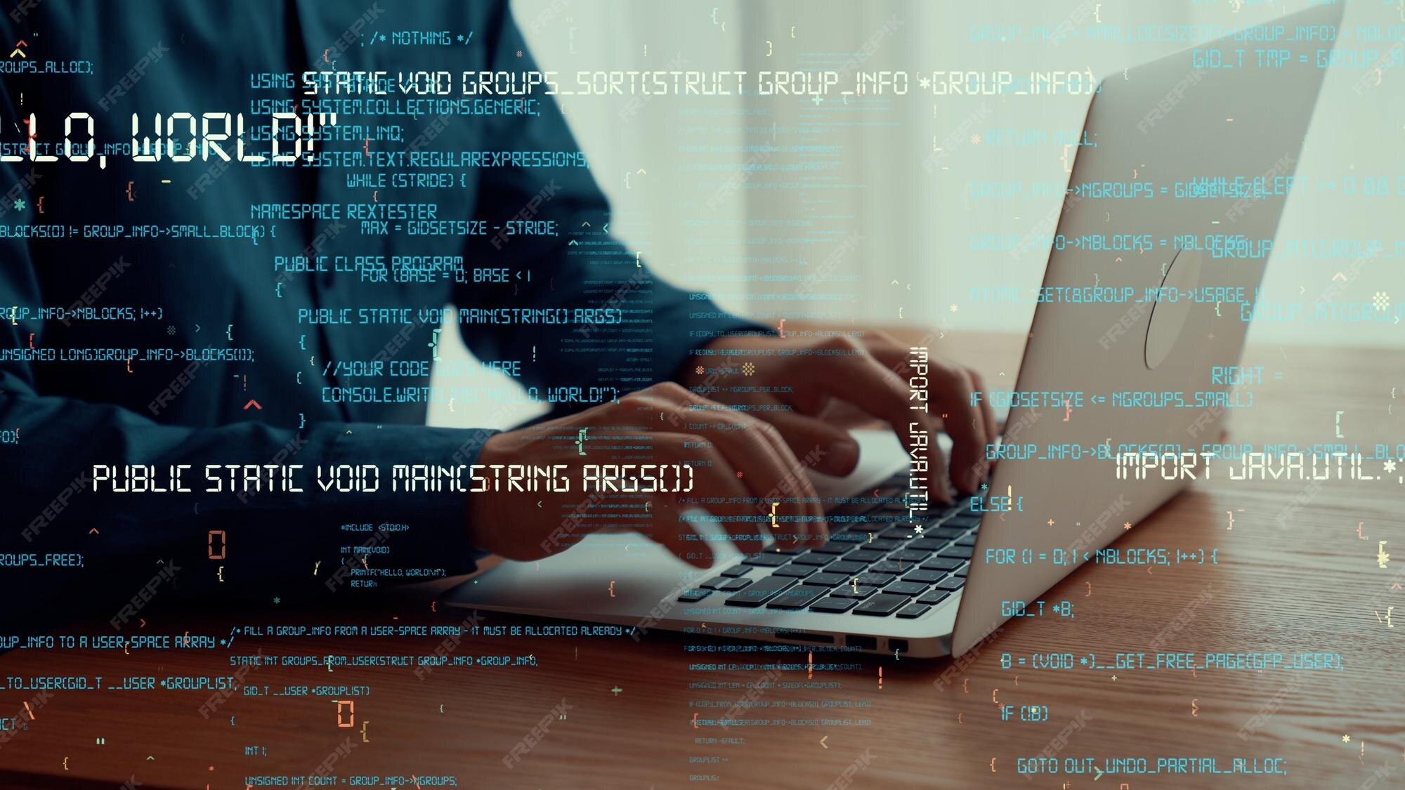 Premium Photo | Computer programmer uses capable laptop computer to ...